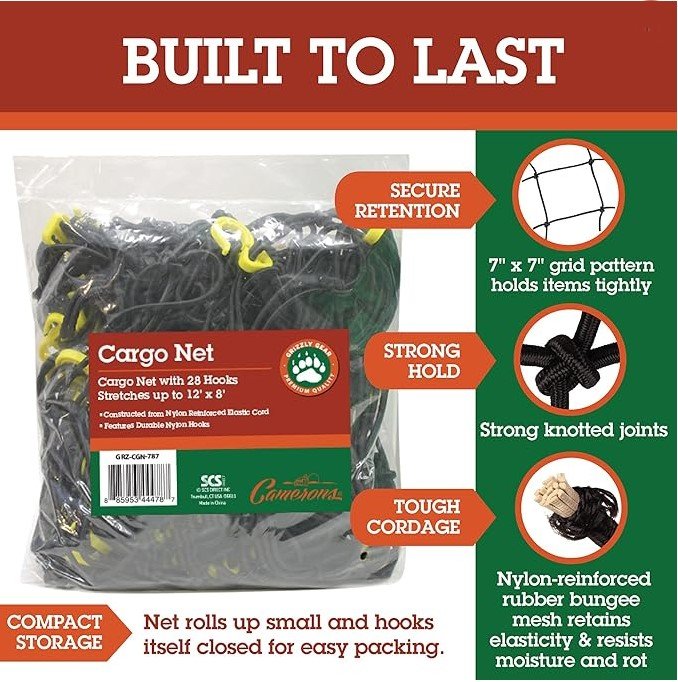 Grizzly Gear Extra Large Bungee Cargo Net Review: Weatherproof Truck ...